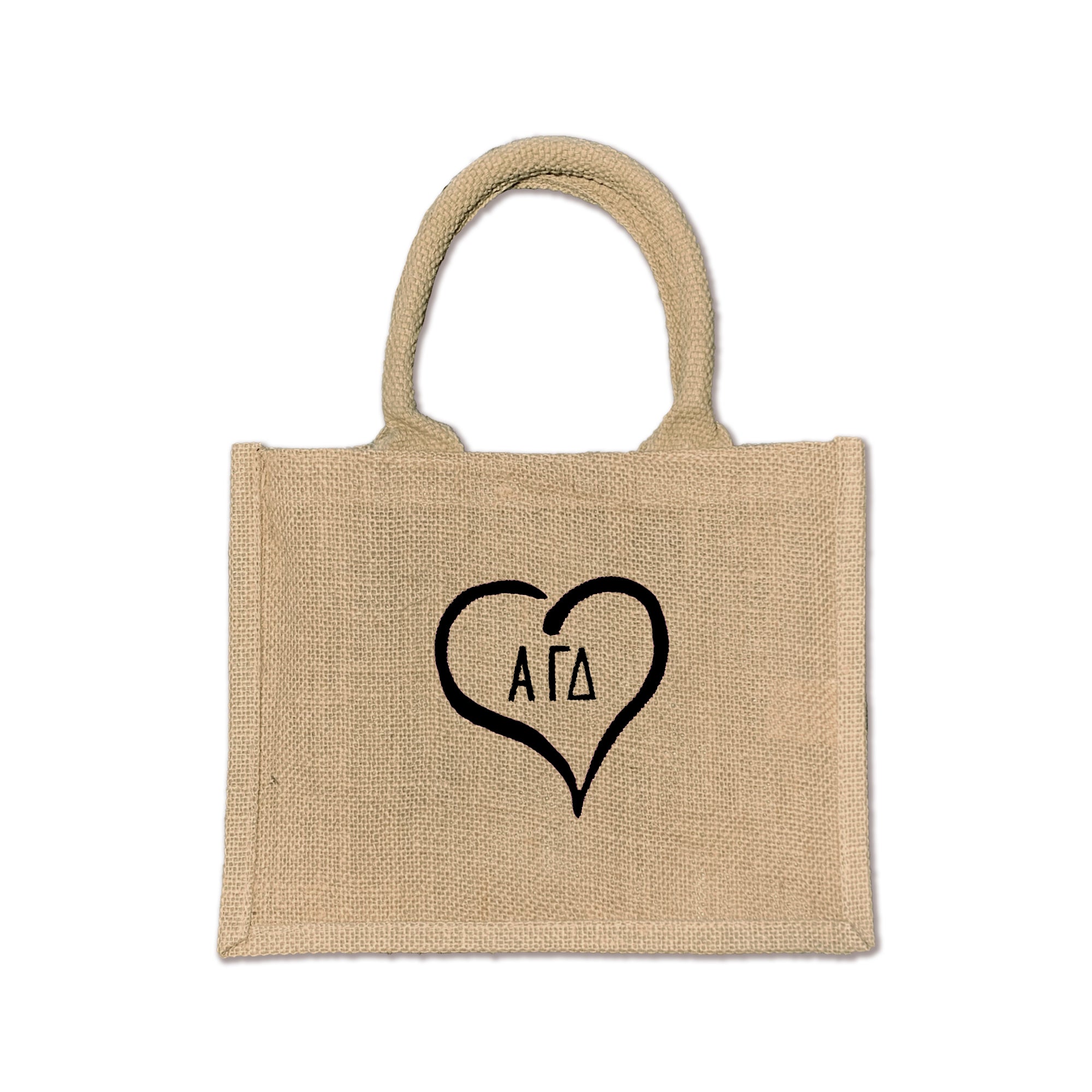 Alpha Gamma Delta Heart and Sorority Letters Burlap Tote Bag - Perfect ...