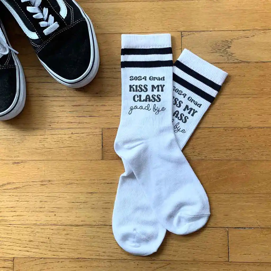 Kiss My Class Goodbye 2024 Graduation Socks | Sockprints