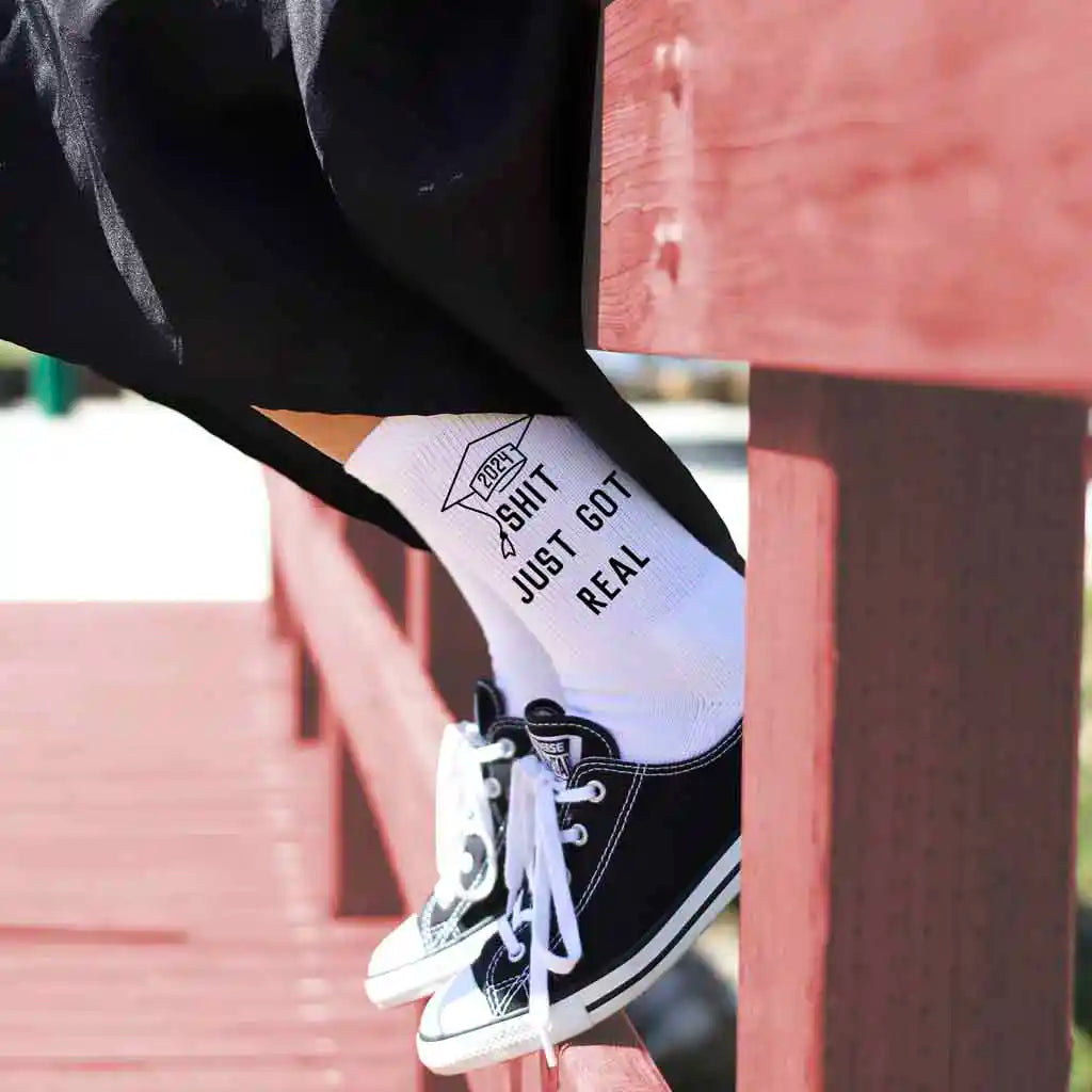 Fun Graduation Socks - Crew and No-Show Socks | Sockprints