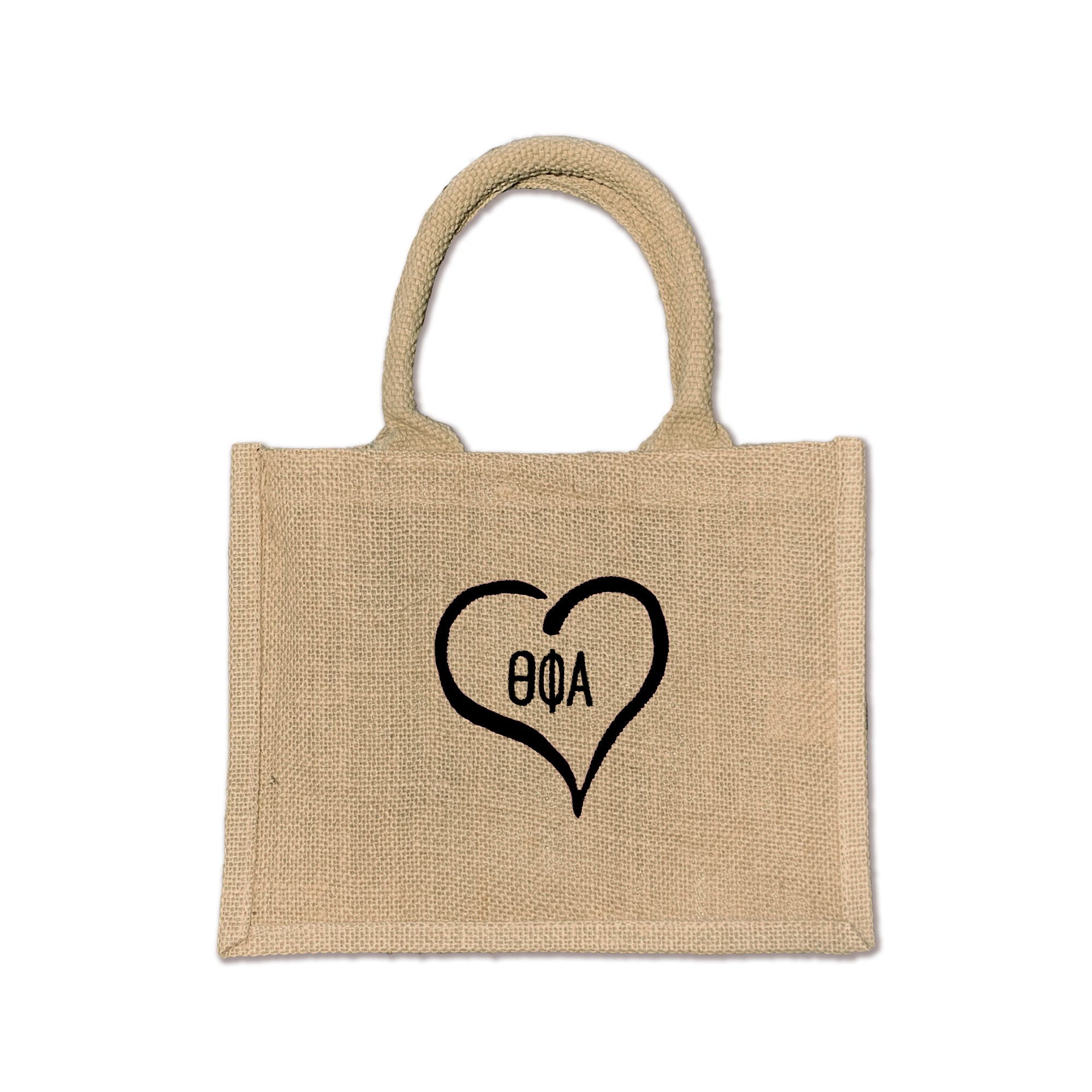 Theta Phi Alpha Heart and Sorority Letters Burlap Tote Bag - Perfect ...