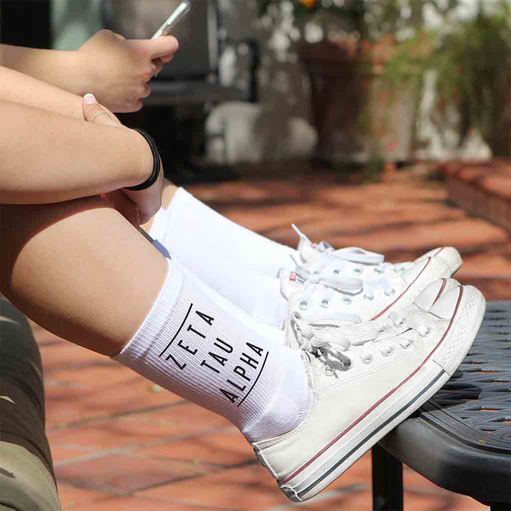 Zeta Tau Alpha Sorority Comfy Crew Socks | sockprints