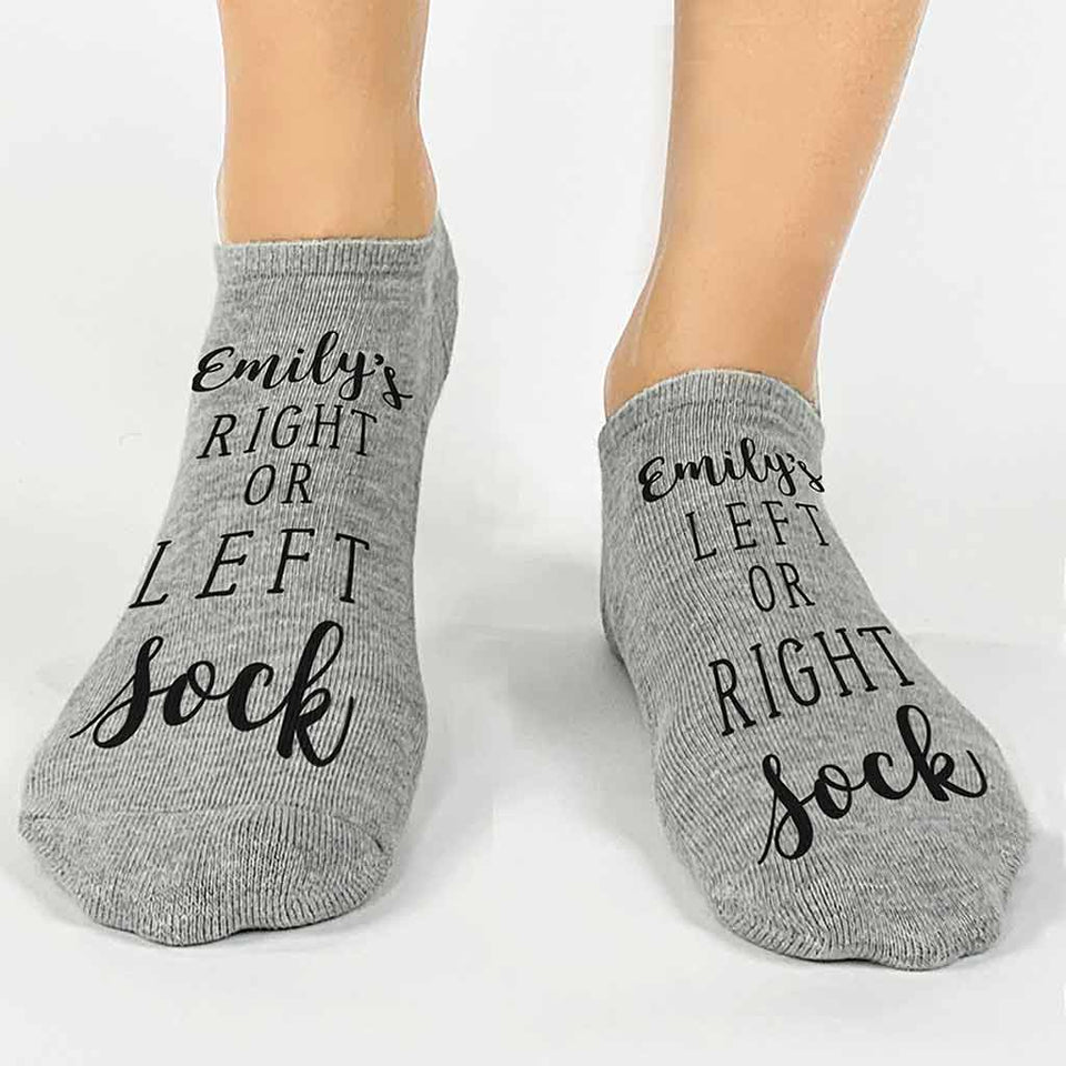 Funny Personalized Footie Socks for Her, Right or Left Socks