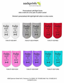 Funny Personalized Footie Socks for Her, Right or Left Socks
