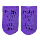 Funny Personalized Footie Socks for Her, Right or Left Socks