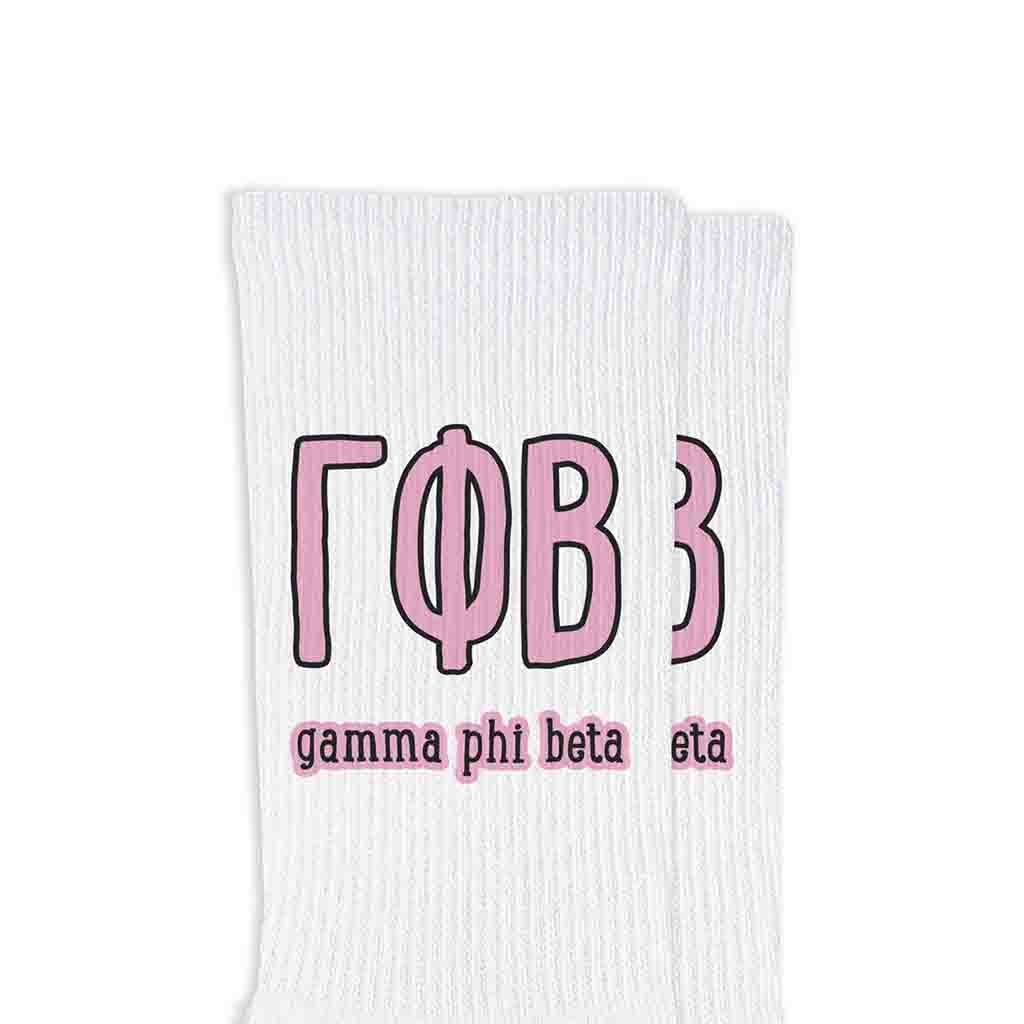 Gamma Phi Beta Crew Socks with Name and Letters