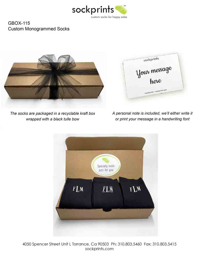 Classic Monogrammed Gift Sock Set for Men - 3 Pair Gift Box – Sockprints