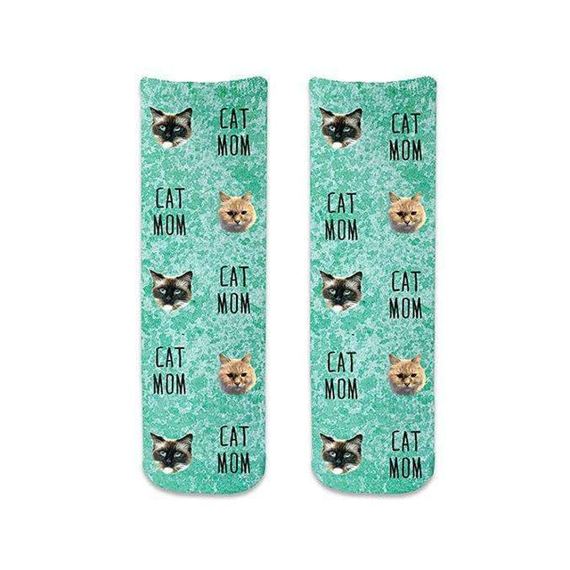 Custom Cat Photo Socks for a Cat Mom | Sockprints