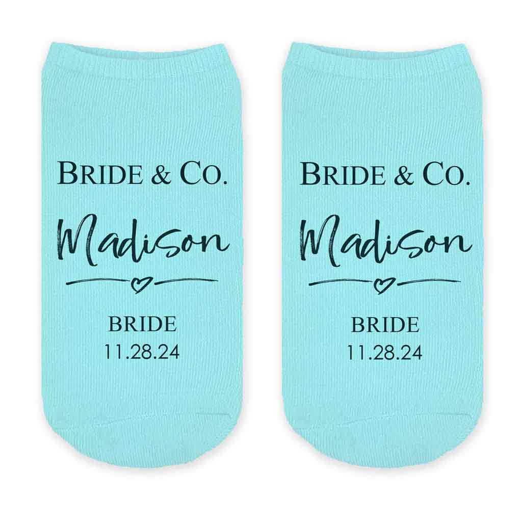 Custom Wedding Something Blue Socks for the Bridal Party