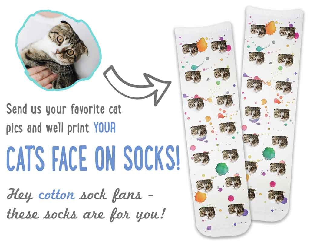 Fun Custom Cat Photo Socks with Your Cat's Face | Sockprints