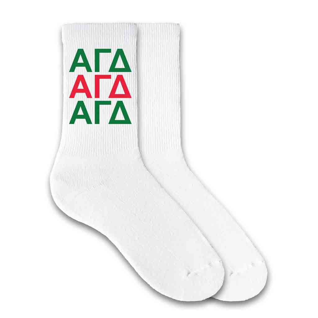 Sorority Greek Letter Cotton Crew Socks in Sorority Colors
