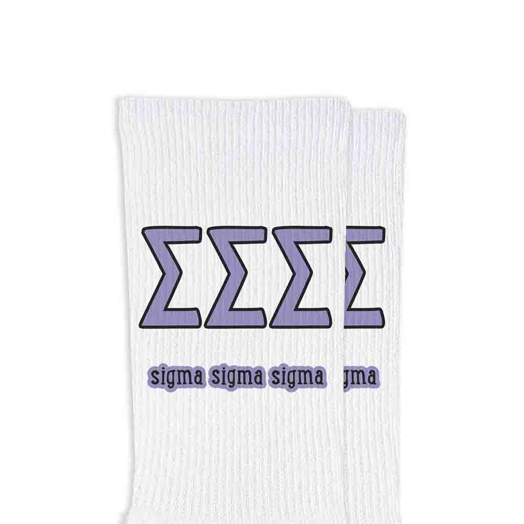 Sigma Sigma Sigma Crew Socks with Name and Letters