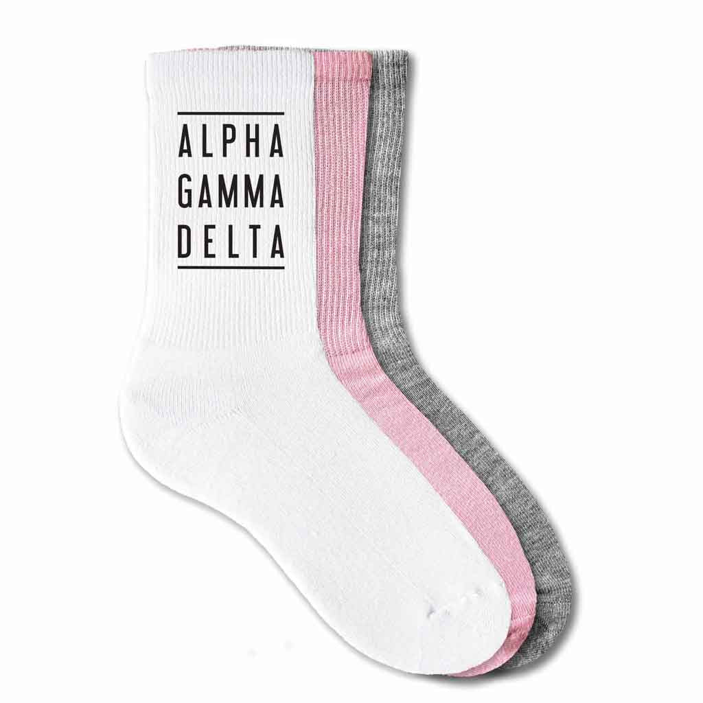 Alpha Gamma Delta Sorority Comfy Crew Socks | sockprints