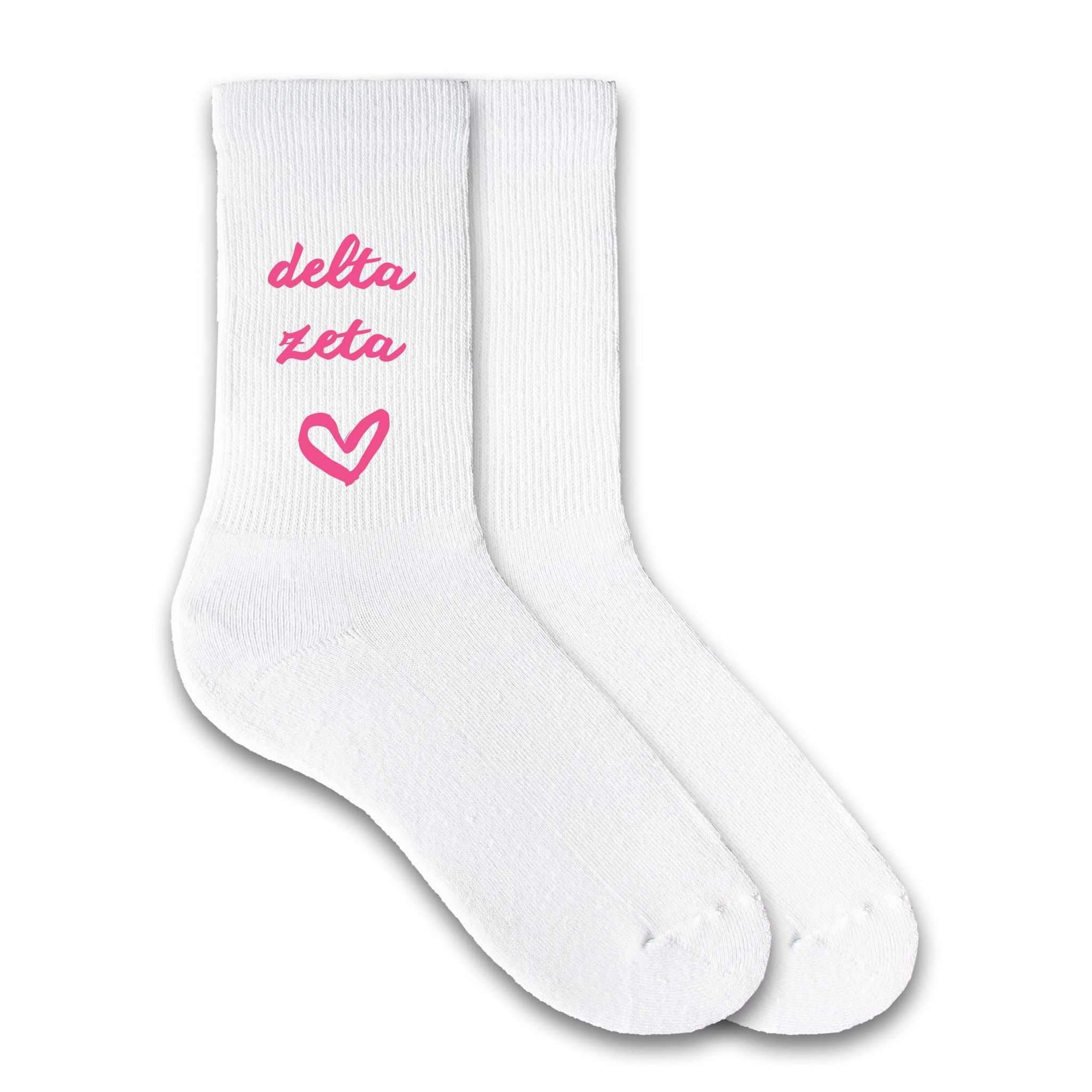 Delta Zeta Crew Socks - Sorority Love on a Pair of Socks
