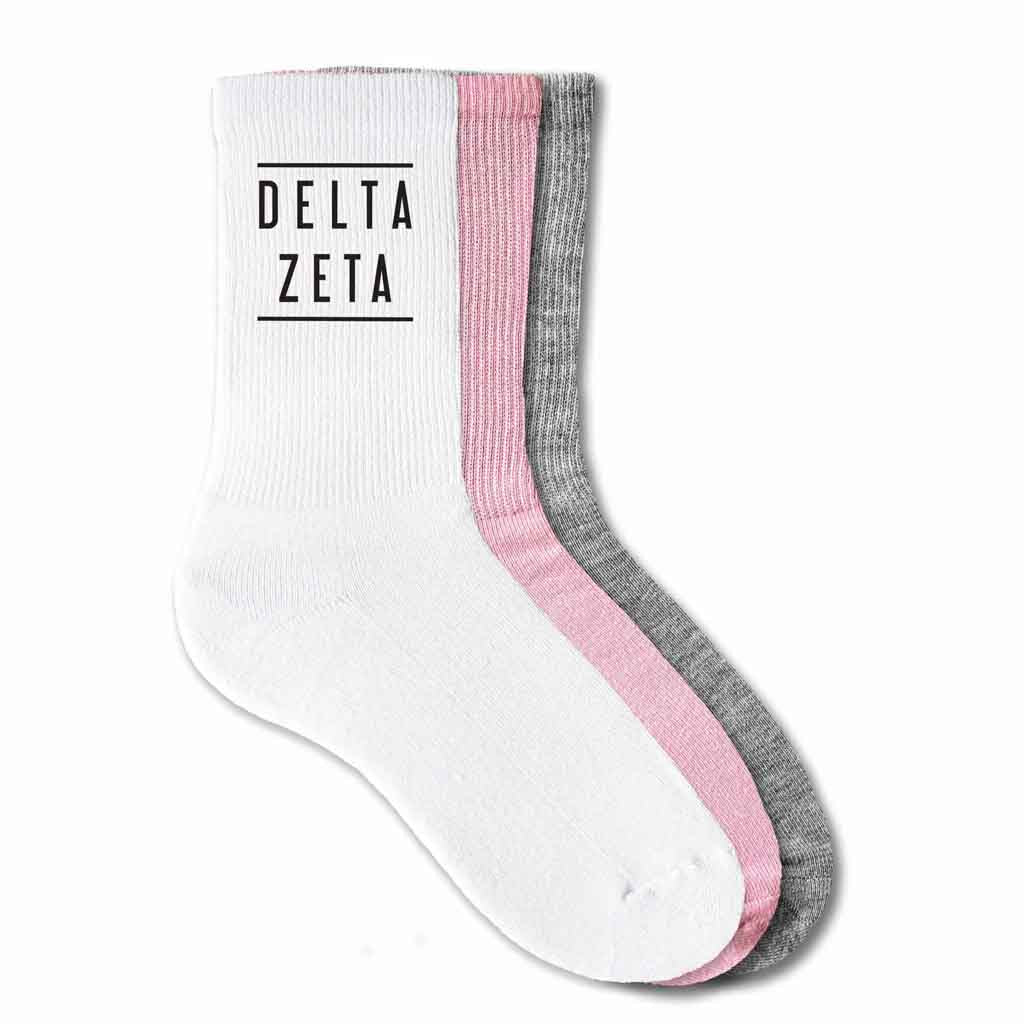 Delta Zeta Sorority Comfy Crew Socks | sockprints