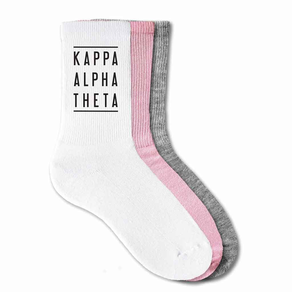 Kappa Alpha Theta Sorority Comfy Crew Socks | sockprints