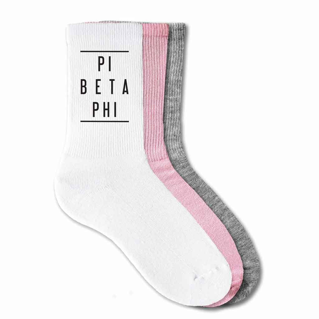 Pi Beta Phi Sorority Comfy Crew Socks | sockprints