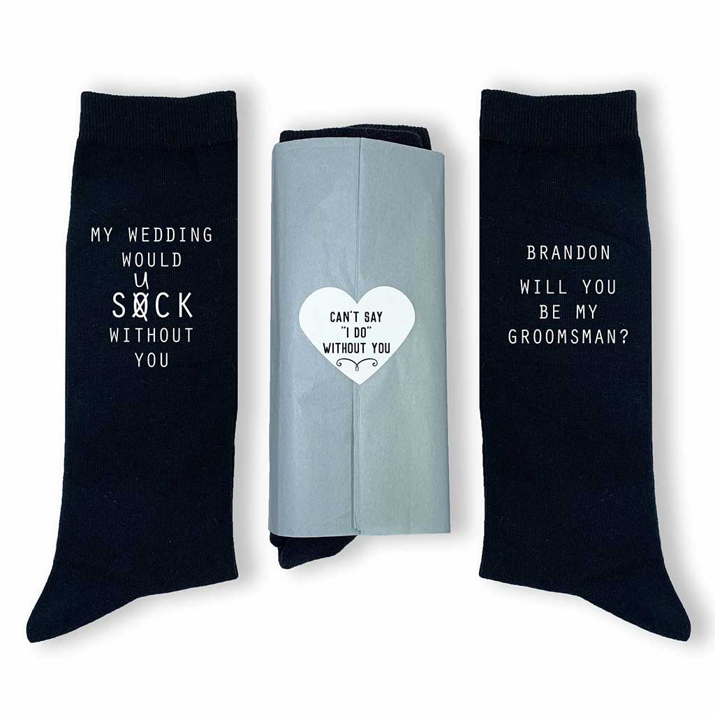 Funny Groomsman Proposal Socks Personalized with Name