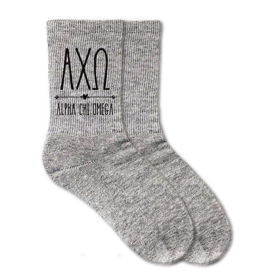 Alpha Chi Omega Socks Boho Style with Greek Letter Gear