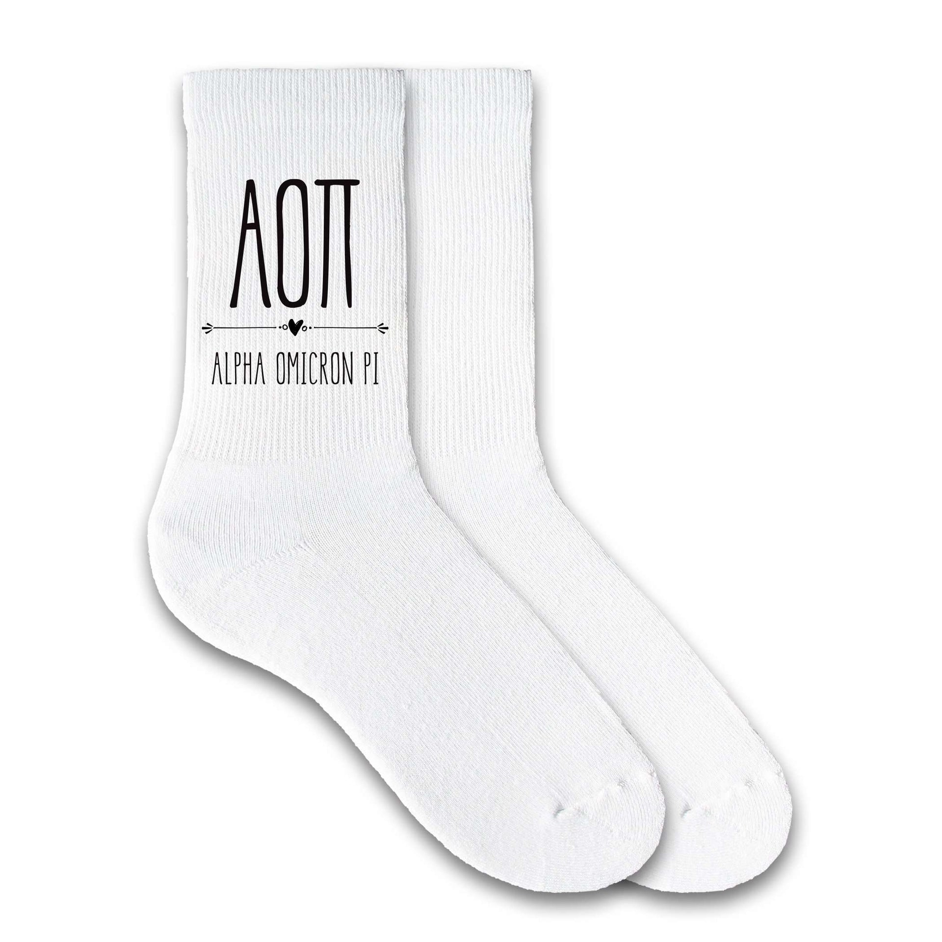 Alpha Omicron Pi Socks: Boho Style with Greek Letter Gear