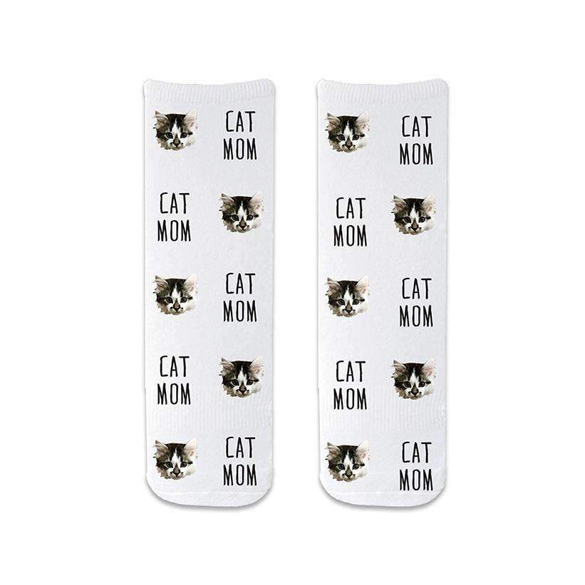 Custom Cat Photo Socks for a Cat Mom | Sockprints