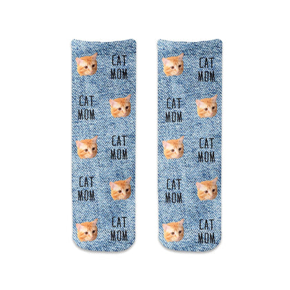 Custom Cat Photo Socks for a Cat Mom | Sockprints