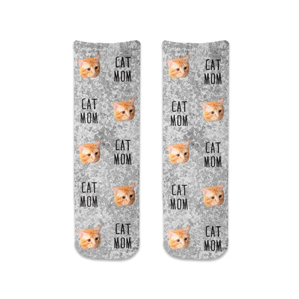 Custom Cat Photo Socks for a Cat Mom | Sockprints